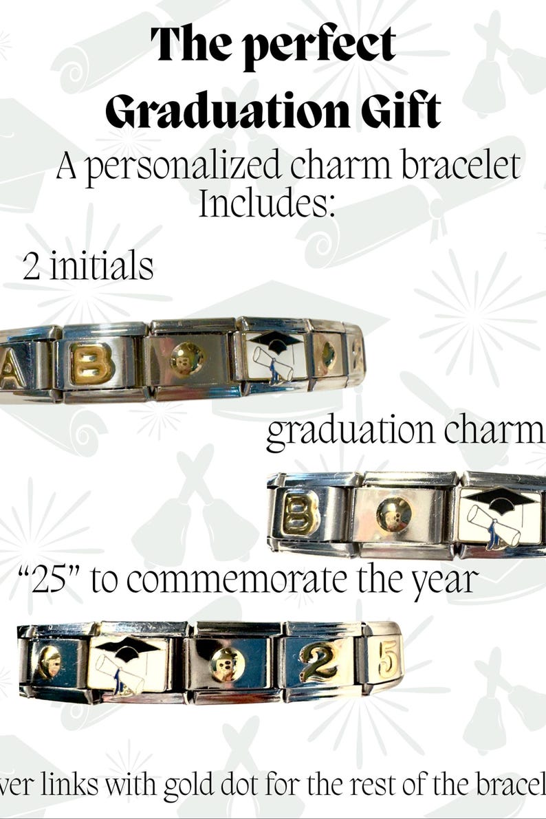 Personalized Italian Charm Bracelet, Graduation Gift for Her - Etsy