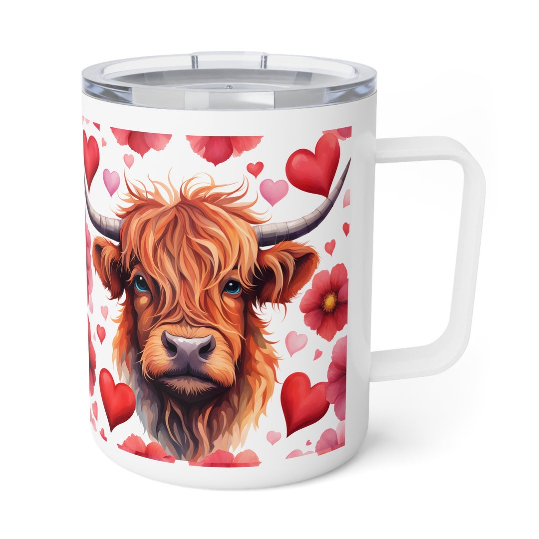 Highland Cow Cup Cow Valentine Cup Highland Cow Gift Cow Valentines ...