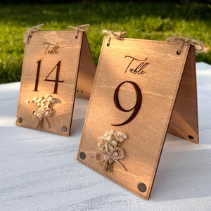 Eucalyptus & Floral Wood Wedding Table Numbers, Rustic Wedding Wooden ...