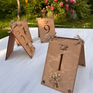 Eucalyptus & Floral Wood Wedding Table Numbers, Rustic Wedding Wooden ...