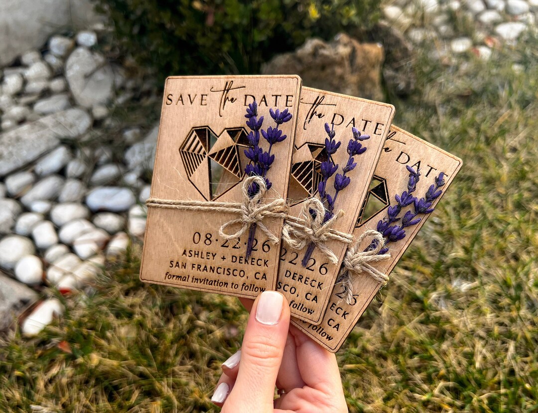 Lavender Save the Date Magnet, Save the Dates Magnets Wooden Laser-cut ...