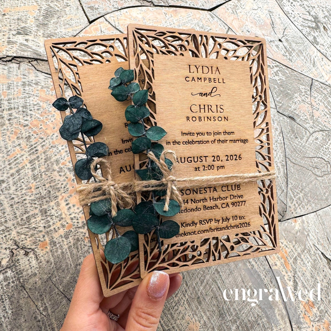 Eucalyptus & Birch Wedding Invitations, Rustic Wedding Invitation Set ...
