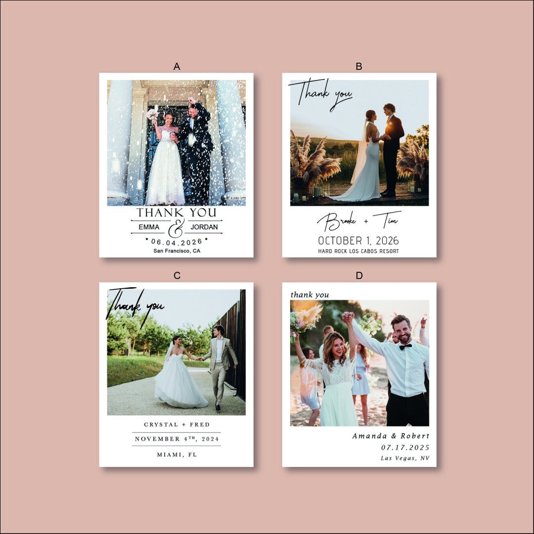 Magnet Wedding Thank You Cards With Photo, Ultra-thick Personalized ...