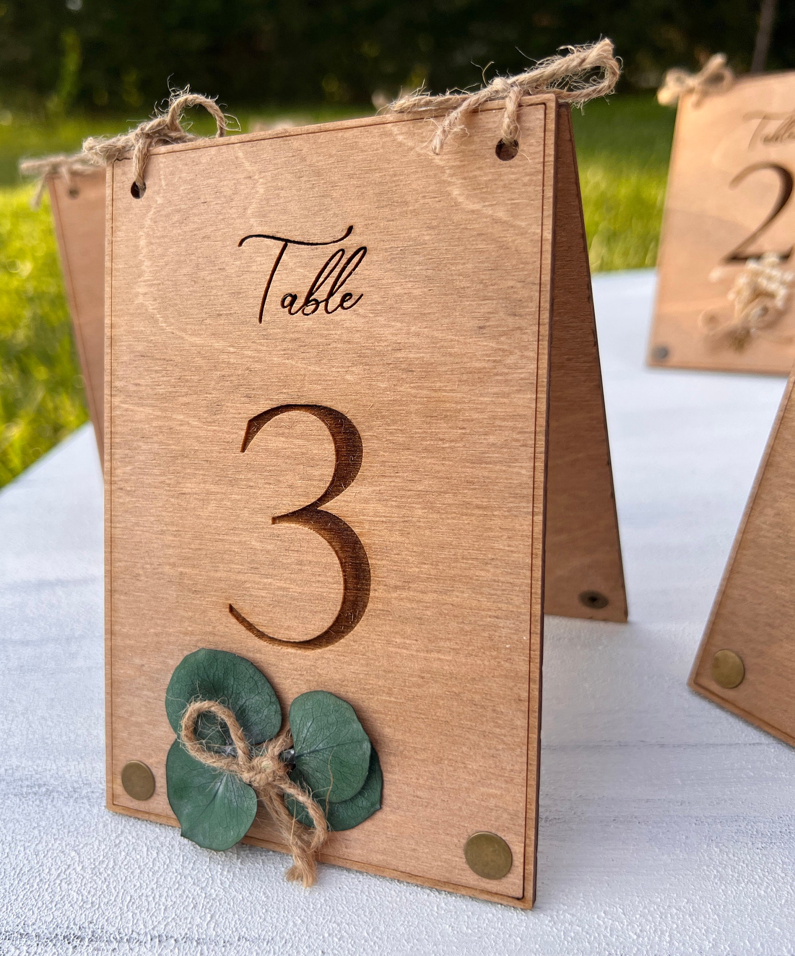 Eucalyptus & Floral Wood Wedding Table Numbers, Rustic Wedding Wooden ...