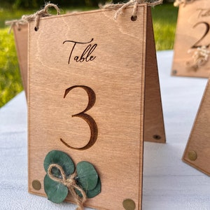 Eucalyptus & Floral Wood Wedding Table Numbers, Rustic Wedding Wooden ...