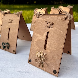 Eucalyptus & Floral Wood Wedding Table Numbers, Rustic Wedding Wooden ...