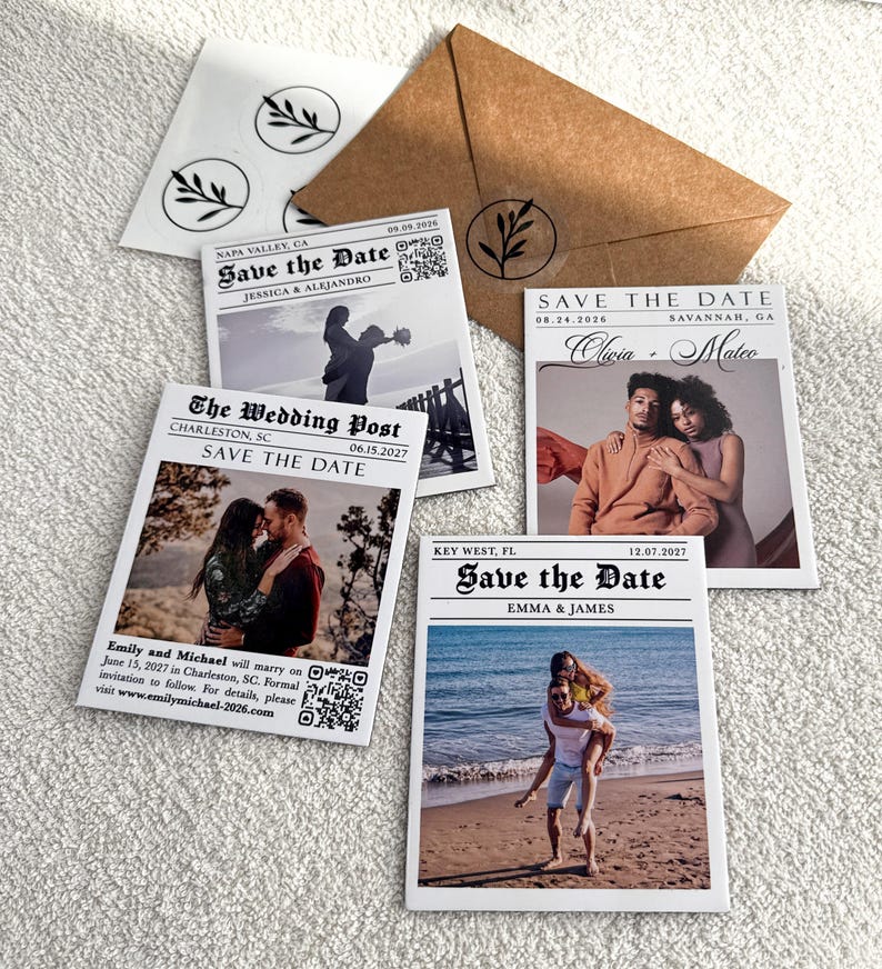 Photo Save the Date Magnet in News Theme: QR Code – Save the Dates ...