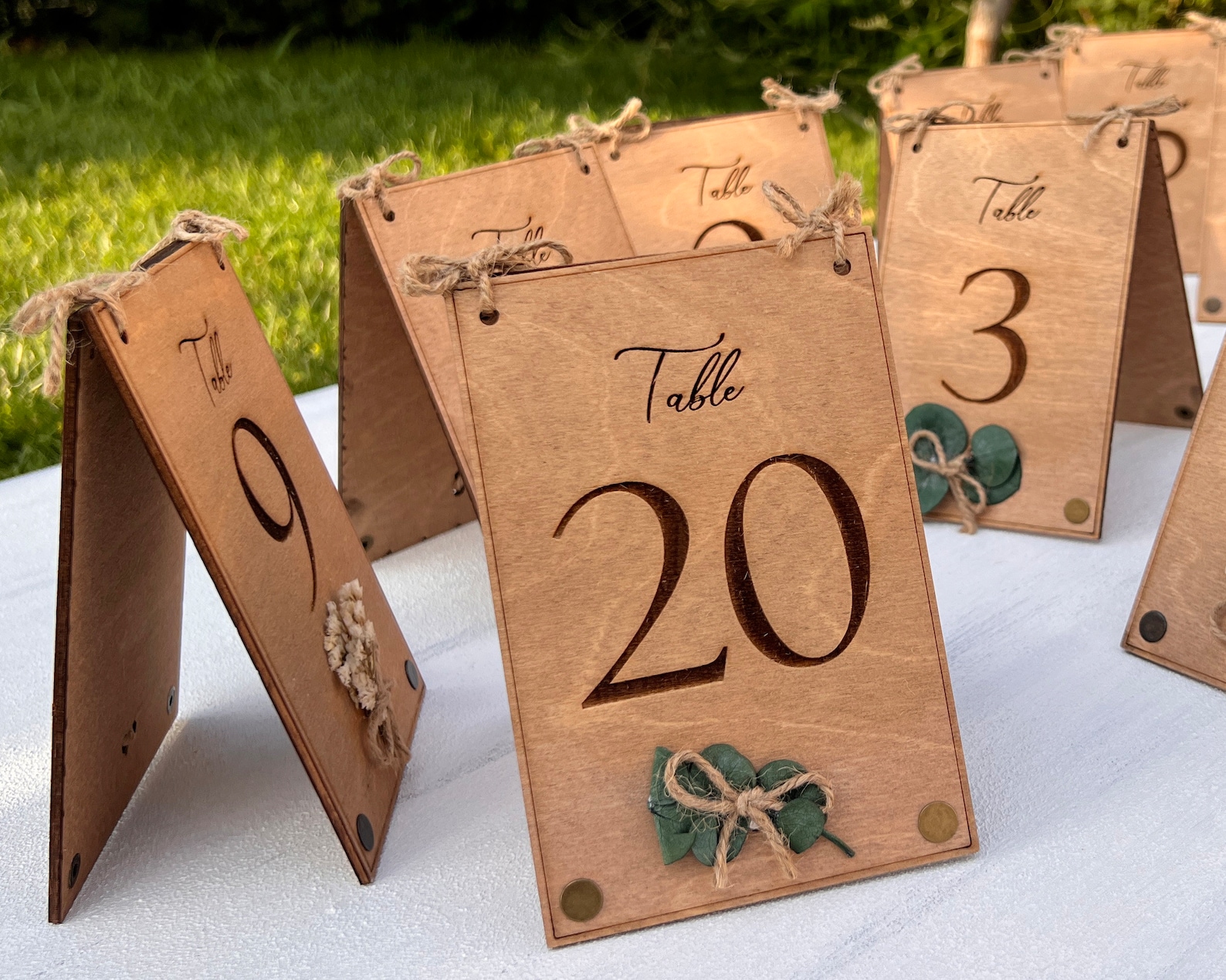 Eucalyptus & Floral Wood Wedding Table Numbers, Rustic Wedding Wooden ...