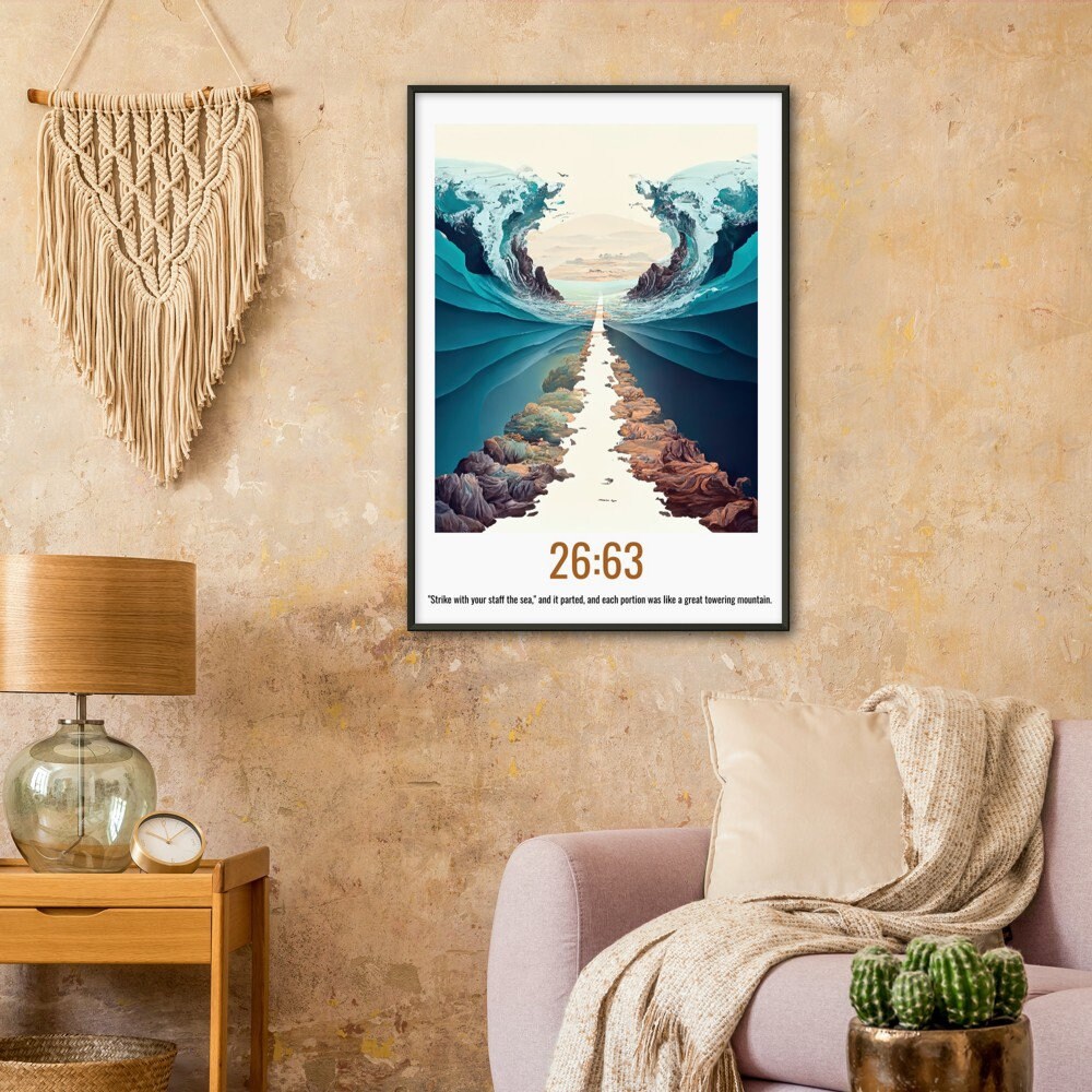 Miracle Splitting of Sea Poster in Frame - Etsy