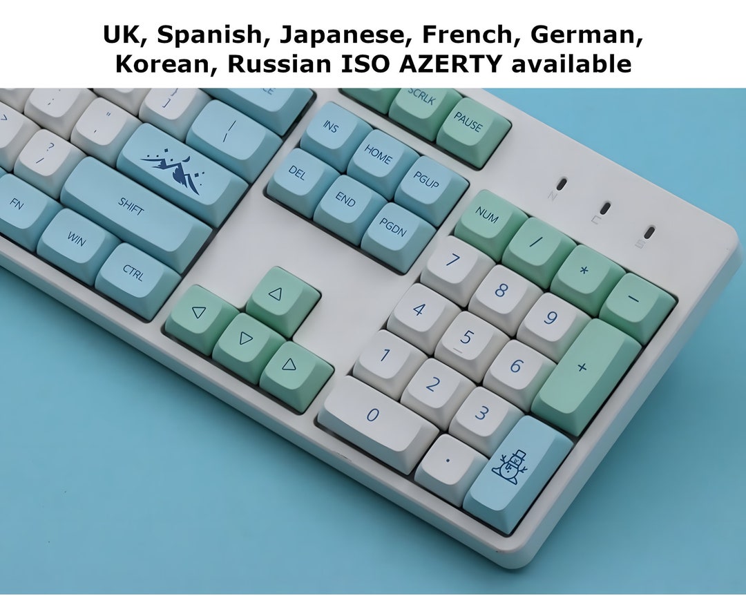 Ice Blue Keycaps Spanish Japanese Korean Portuguese Russian German ...