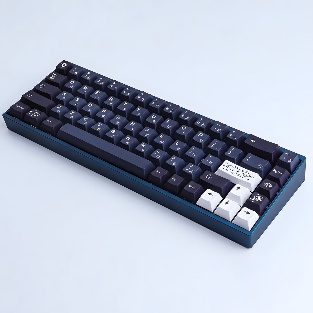 Galaxy Japanese Custom Keycaps 161pc, Navy Blue White Set, ISO Layout ...