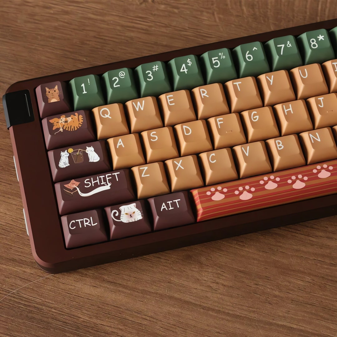 Cat Cafe Coffee Keycaps Set 142pc Cute Animal Theme Gaming - Etsy