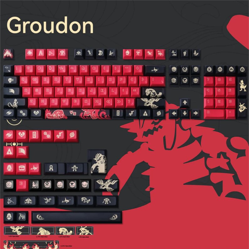Groudon Gen 3 Pokemon Keycaps Set Red Legendary Pokemon - Etsy