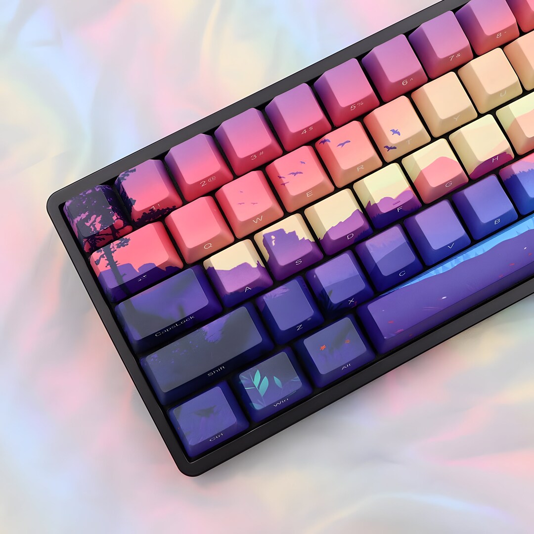 110/71/68pcs Purple Nature Sunset Side Printed Keycaps 110/71/68pcs OEM ...