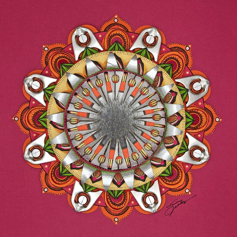 Three-dimensional Mandala Sculpture Made of Cut Paper and Upcycled ...