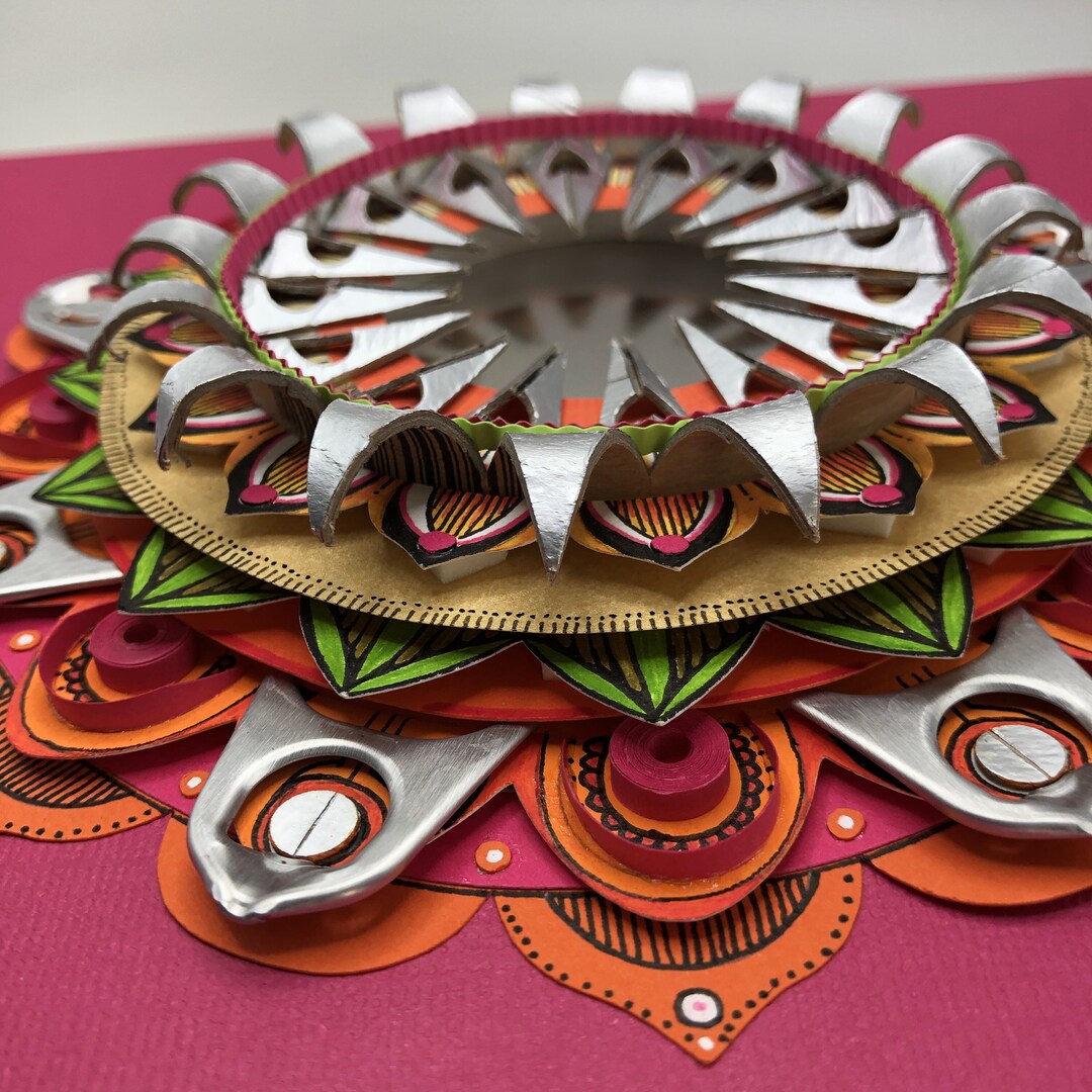 Three-dimensional Mandala Sculpture Made of Cut Paper and Upcycled ...