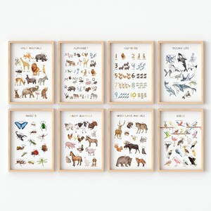 Set of 8 Educational Posters, Alphabet Poster, Classroom Decor, Kids ...