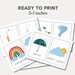 16 Weather Cards, Montessori Flashcards, Pre-school Cards, Learning ...