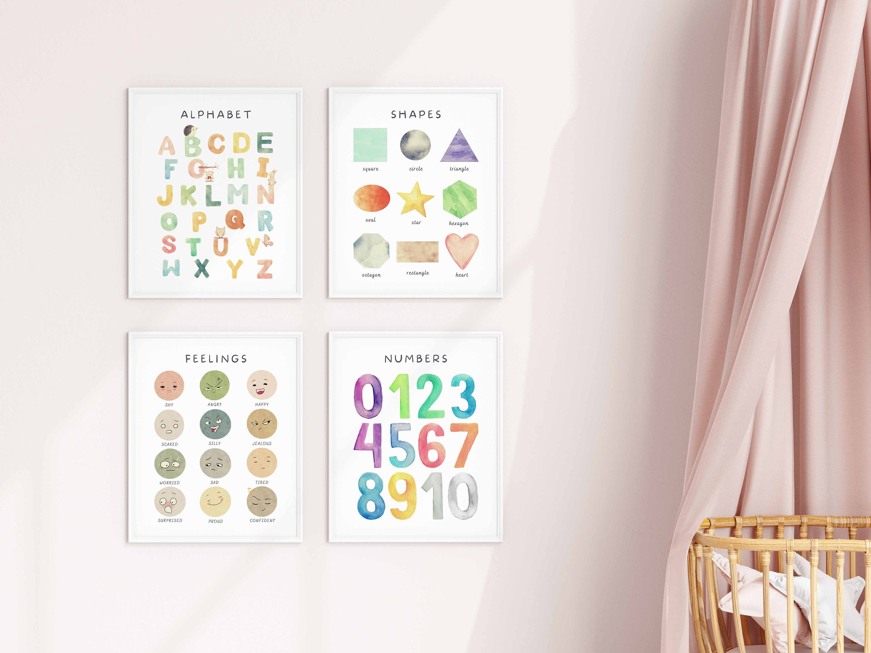 Set of 4 Educational Posters, Classroom Decor, Neutral Kids Decor ...
