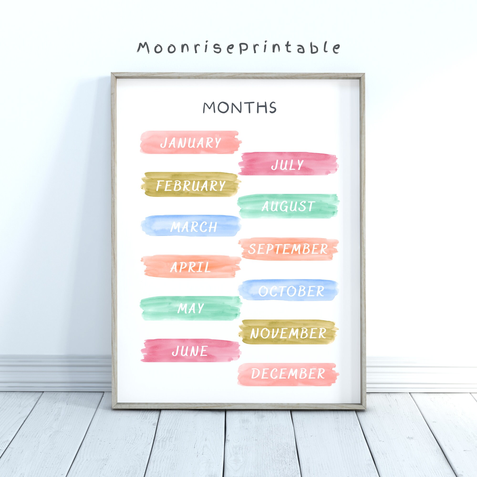 Rainbow Months of the Year Poster, Kids Wall Decor, Educational Print ...