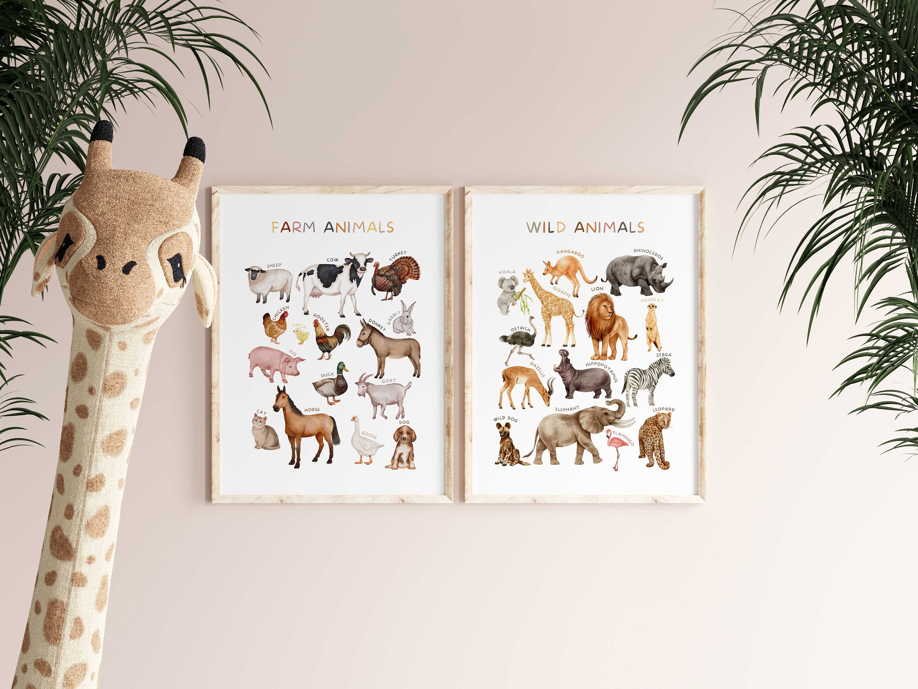 Set of 6 Educational Posters, Fruits Vegetables Posters, Animals ...