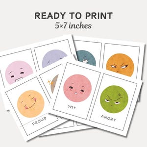 12 Feelings Cards, Montessori Flashcards, Feelings Chart, Pre-school ...