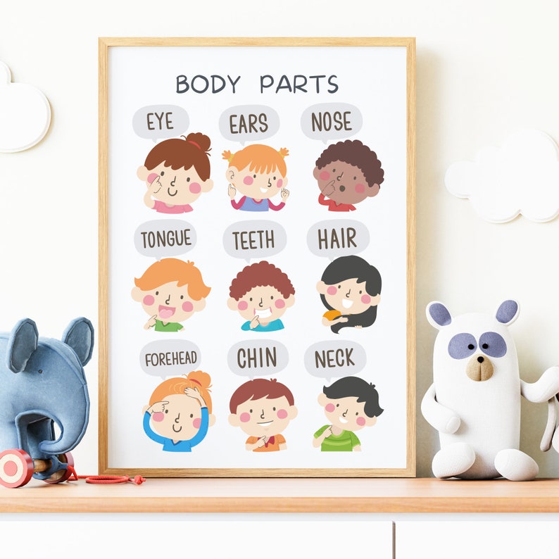Body Parts Poster, Kids Wall Decor, Educational Print, Body Parts ...