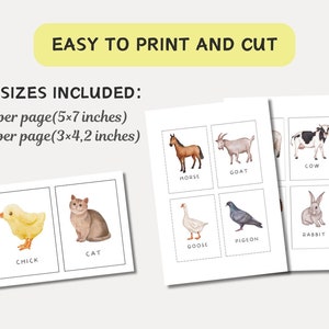 16 Farm Animals Cards, Preschool Learning Materials, Montessori Flash ...