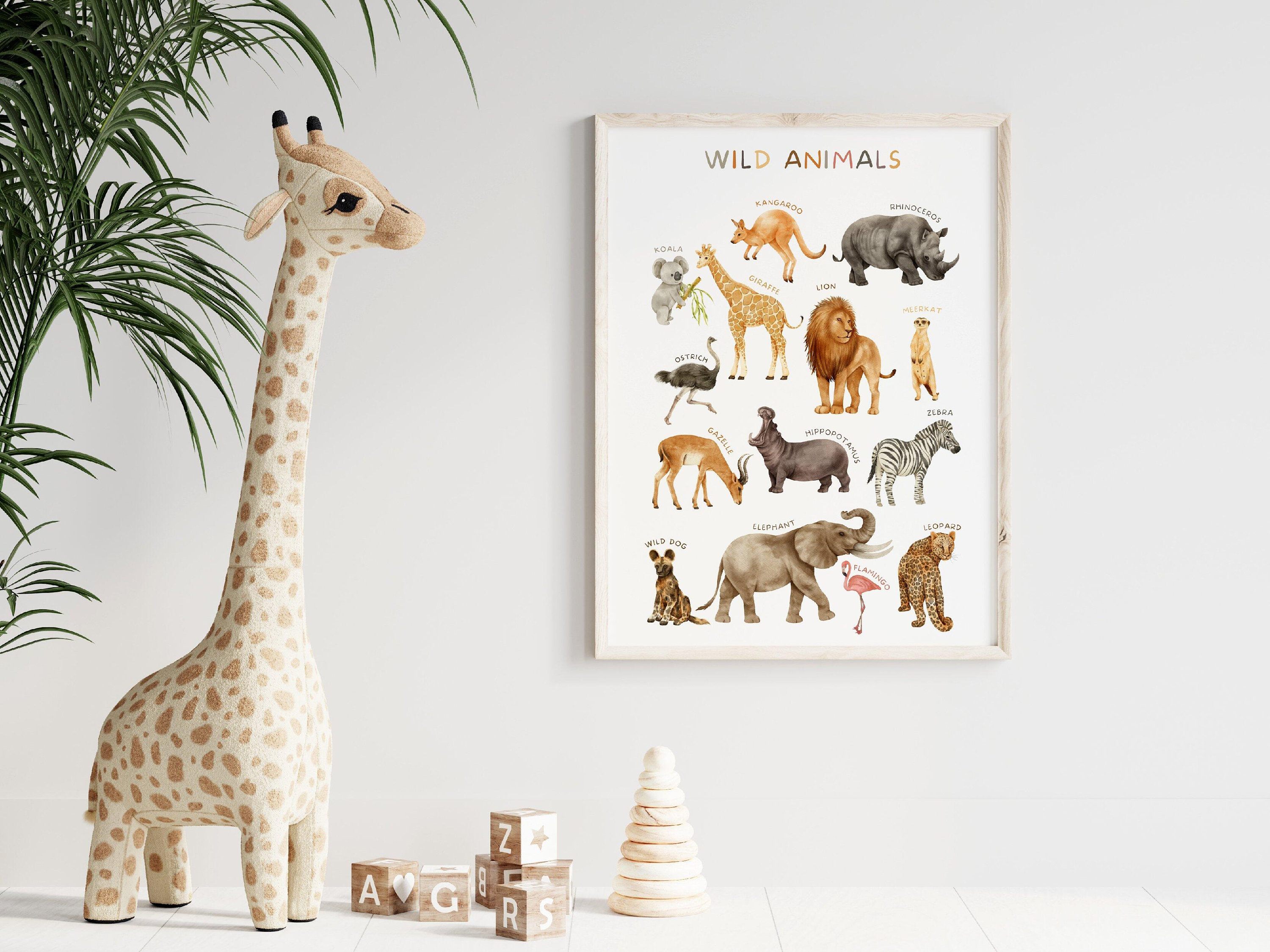 Wild Animals Poster Kids Wall Decor Educational Print - Etsy