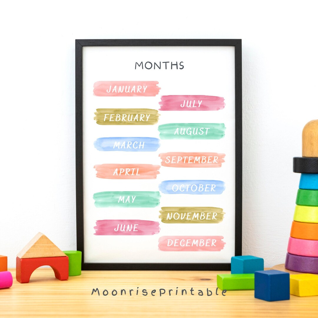 Rainbow Months of the Year Poster, Kids Wall Decor, Educational Print ...