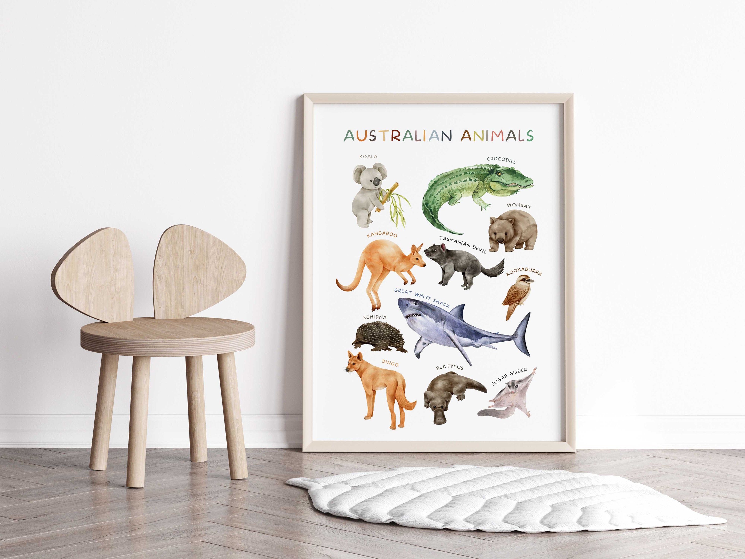 Set of 4 Educational Posters, Alphabet Poster, Kids Animal Posters ...