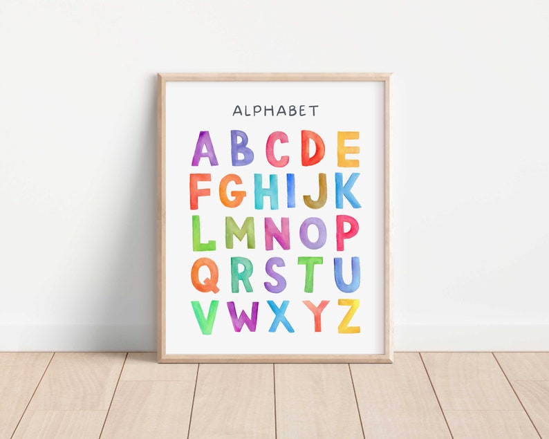 Rainbow Alphabet Poster, Nursery Prints, Educational Wall Art Printable ...