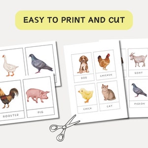 16 Farm Animals Cards, Preschool Learning Materials, Montessori Flash ...