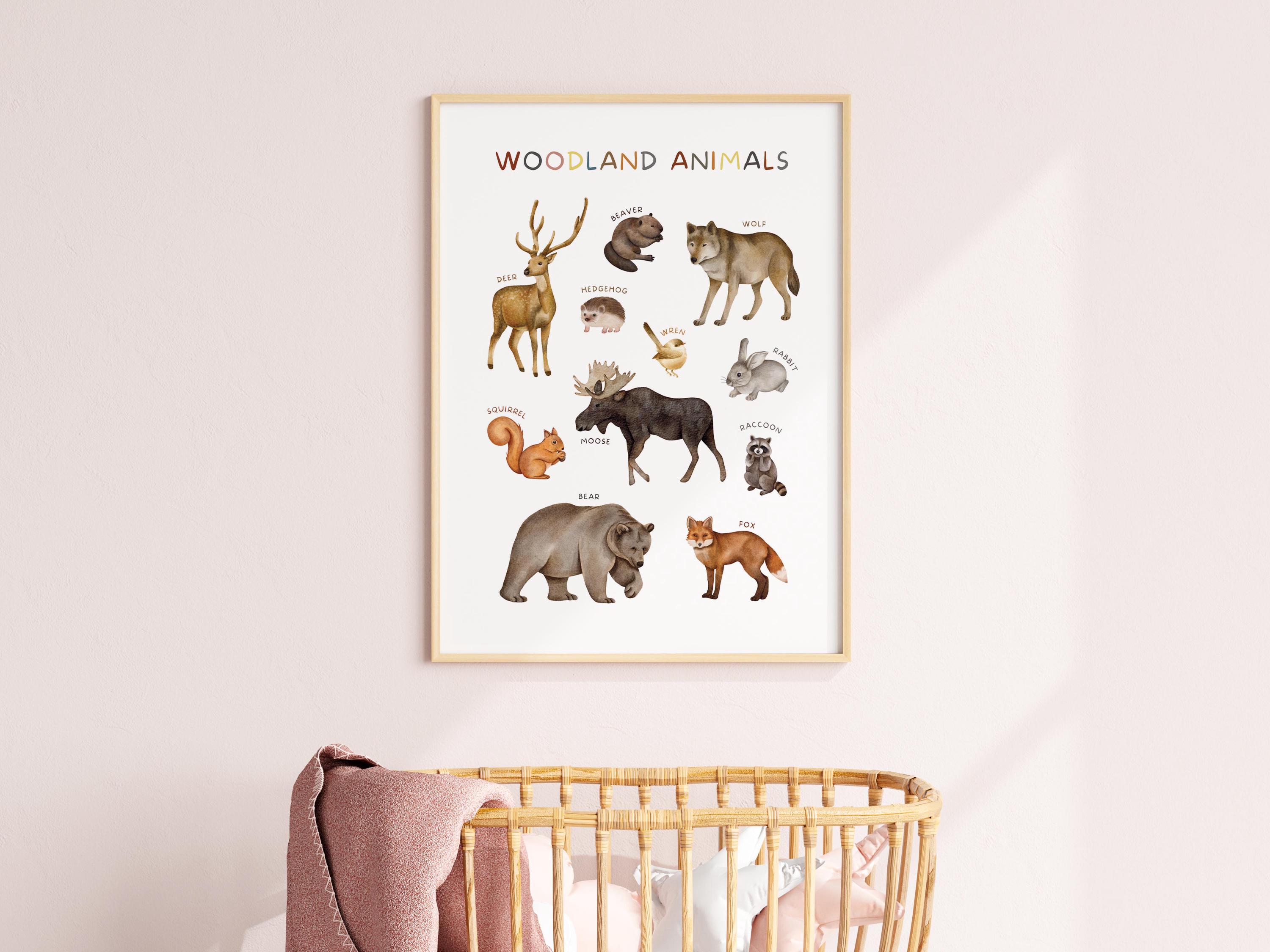 Woodland Animals Poster, Educational Poster, Neutral Playroom Decor ...