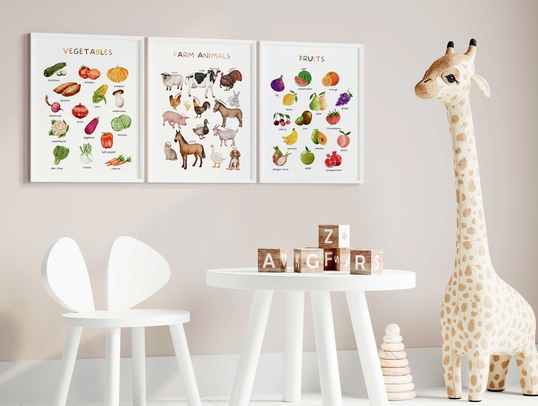 Set of 3 Educational Posters Fruits Vegetables Posters - Etsy
