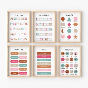 Set of 6 Educational Posters, Classroom Decor, Nursery Wall Art ...