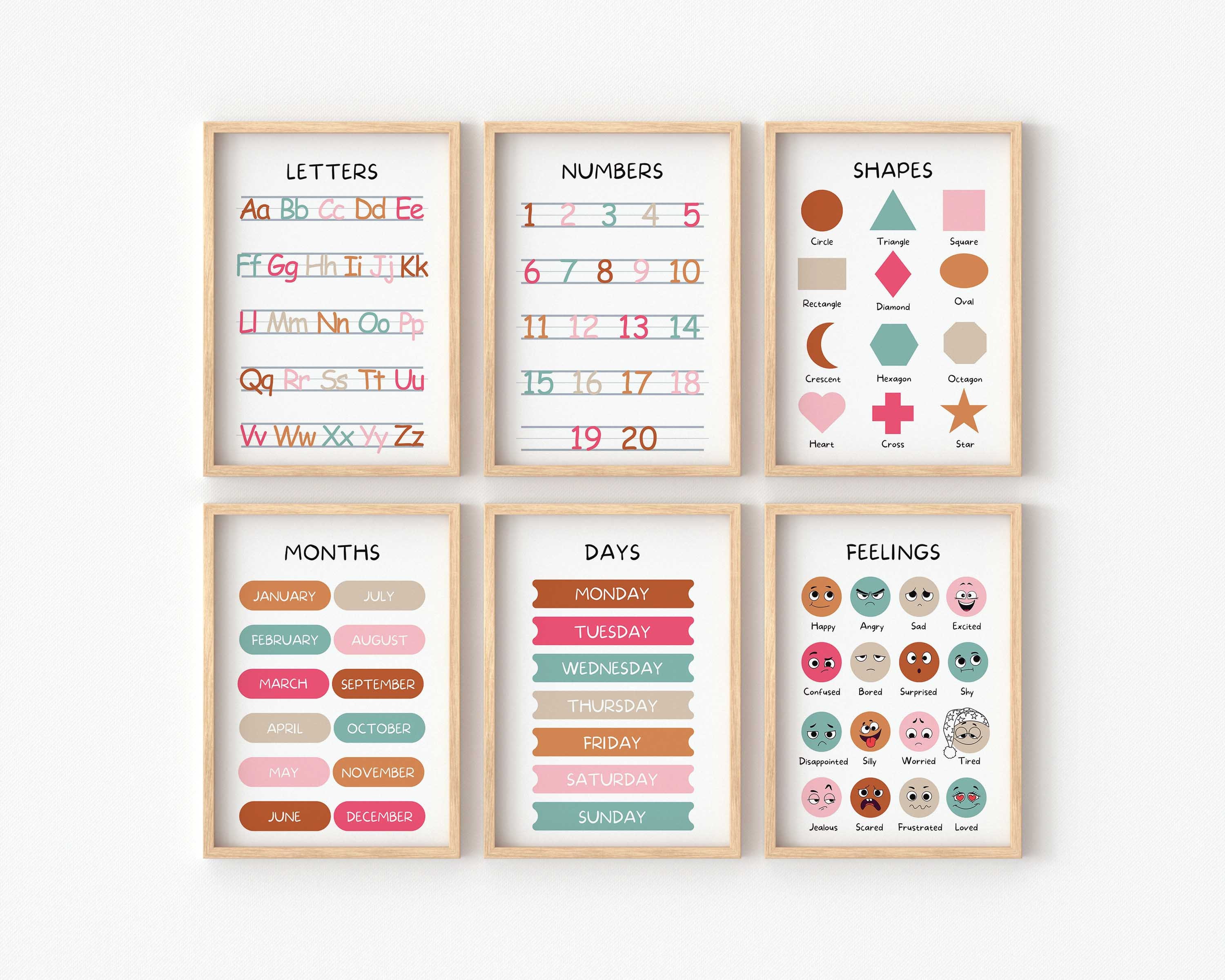 Set of 6 Educational Posters, Classroom Decor, Nursery Wall Art ...