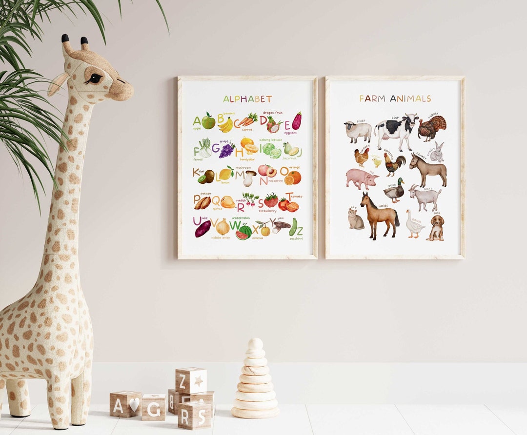 Farm Poster, Alphabet Poster, ABC Prints, Animal Educational Posters ...