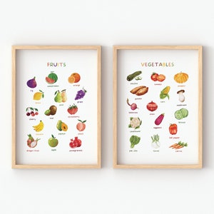 Set of 6 Educational Posters, Fruits Vegetables Posters, Animals ...