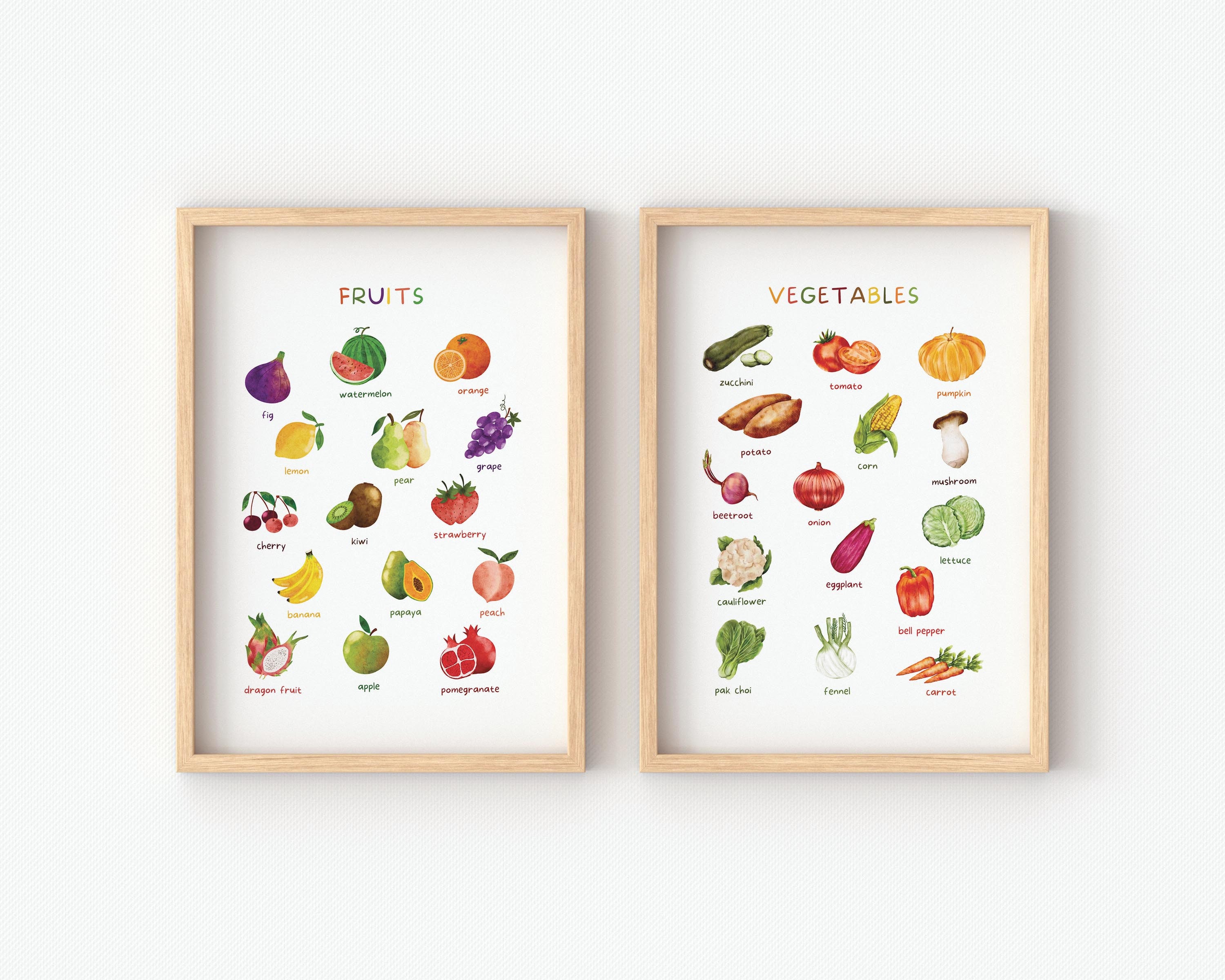 Set of 6 Educational Posters, Fruits Vegetables Posters, Animals ...
