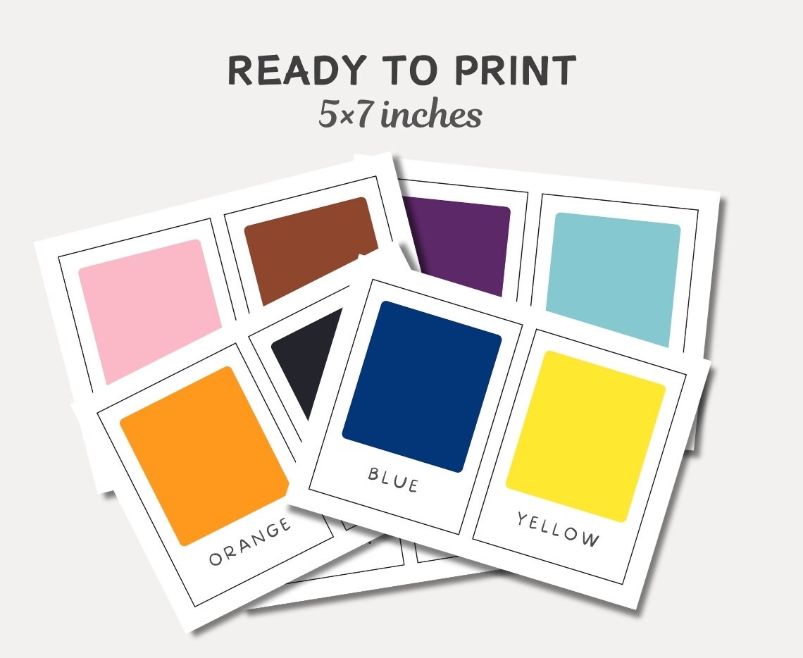 16 Color Cards, Montessori Flashcards, Pre-school Cards, Learning ...