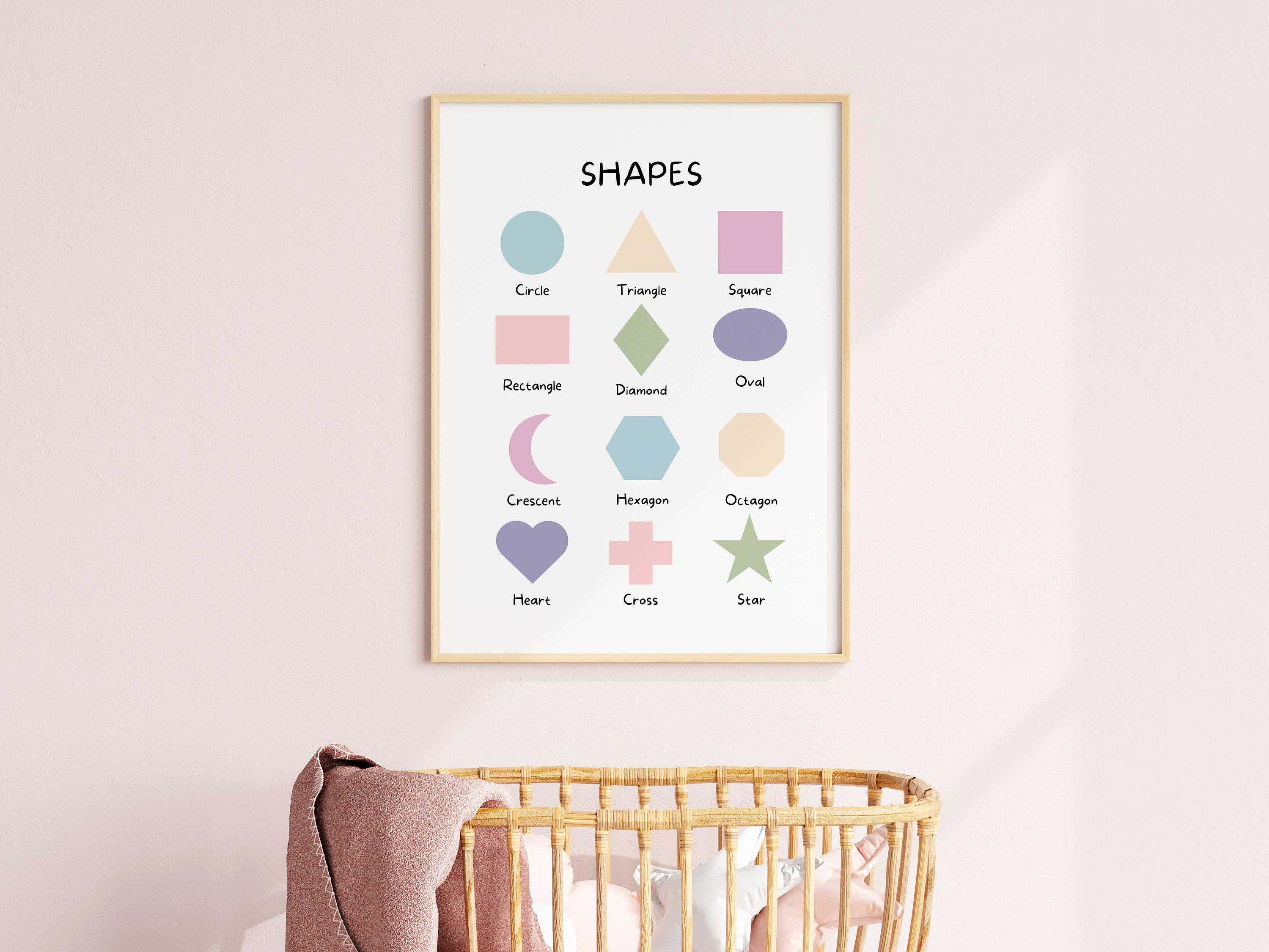 Shapes Poster, Boho Classroom Decor, Educational Wall Art, Geometric ...