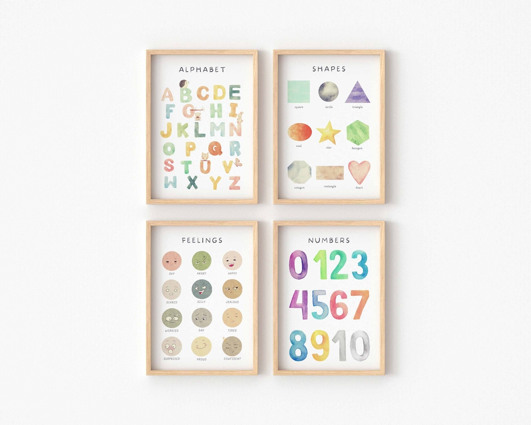 Set of 4 Educational Posters, Classroom Decor, Neutral Kids Decor ...