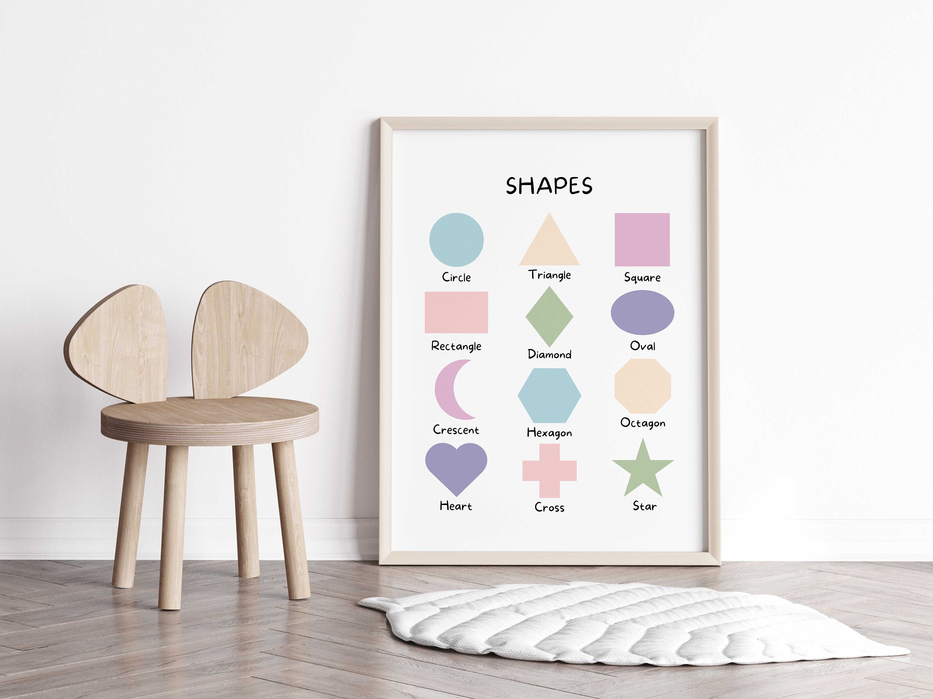 Shapes Poster, Boho Classroom Decor, Educational Wall Art, Geometric ...