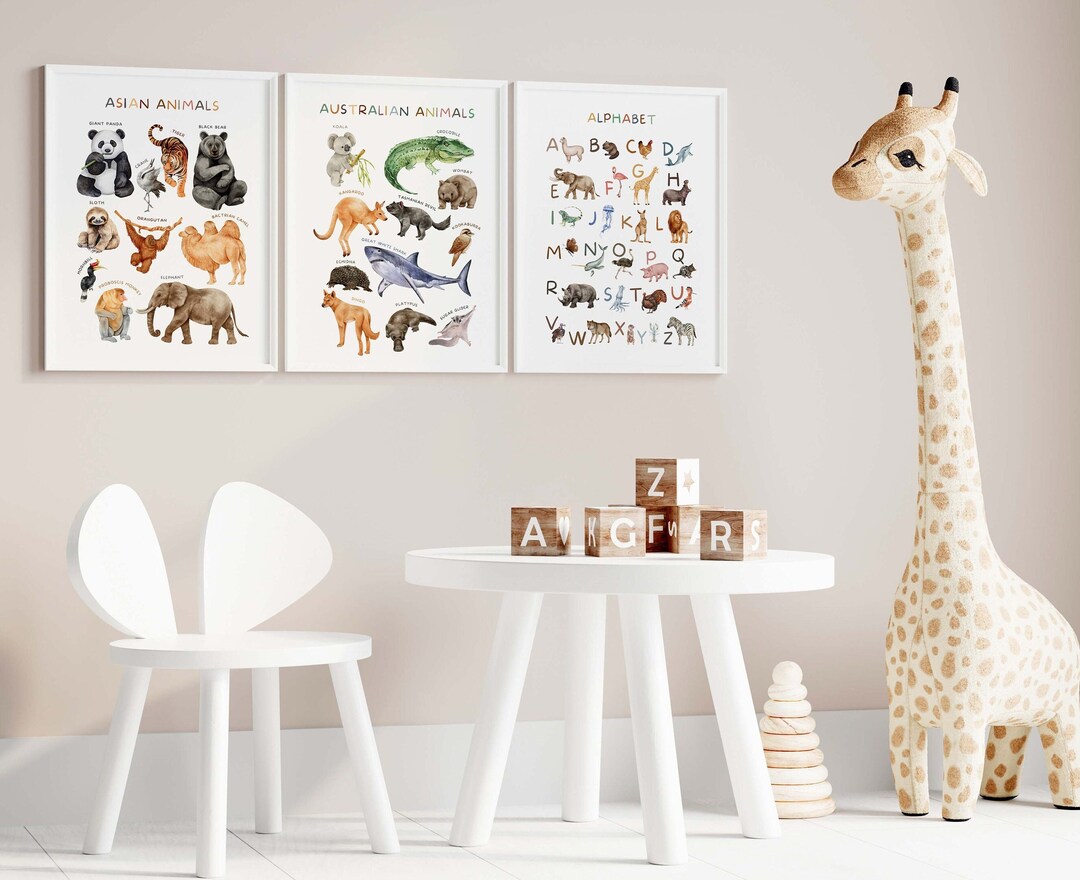 Set of 3 Educational Posters, Asian Animals Poster, Nursery Classroom ...