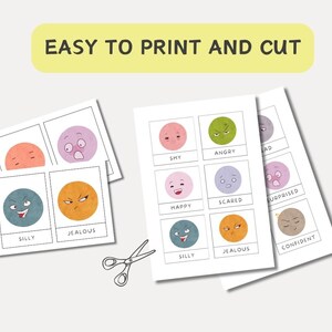 12 Feelings Cards, Montessori Flashcards, Feelings Chart, Pre-school ...