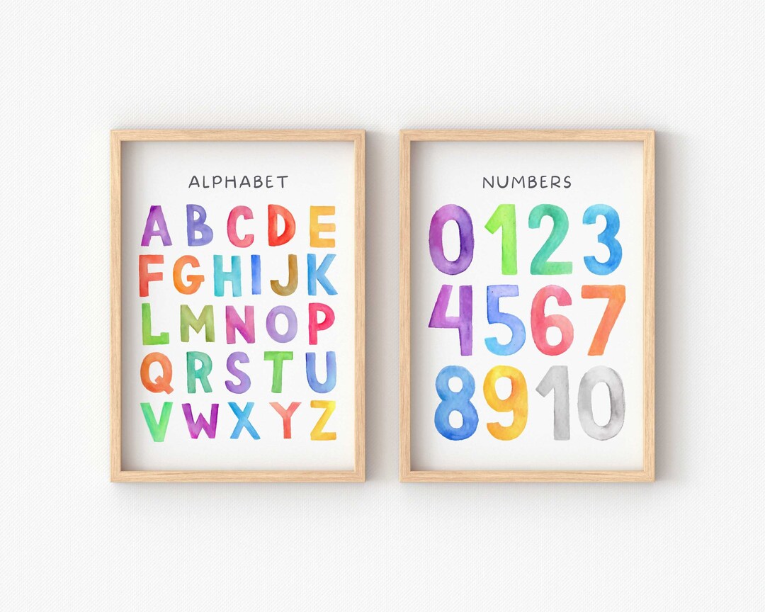 Rainbow Alphabet Poster, Nursery Prints, Educational Wall Art Printable ...