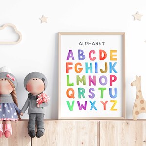 Rainbow Alphabet Poster, Nursery Prints, Educational Wall Art Printable ...