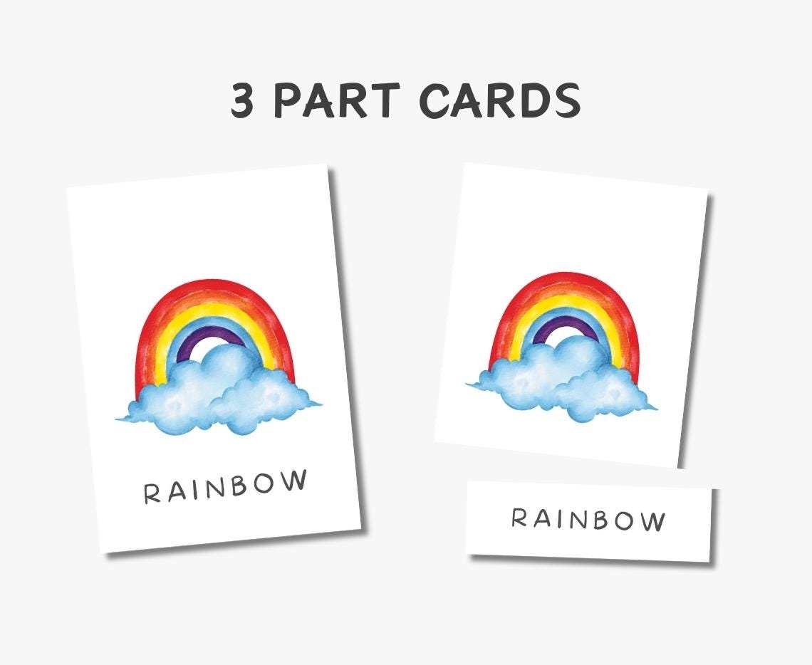 14 Weather Cards, Montessori Flashcards, Pre-school Cards, Learning ...