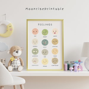Feelings Poster, Montessori Homeschool Decor, Feelings Chart, Rainbow ...